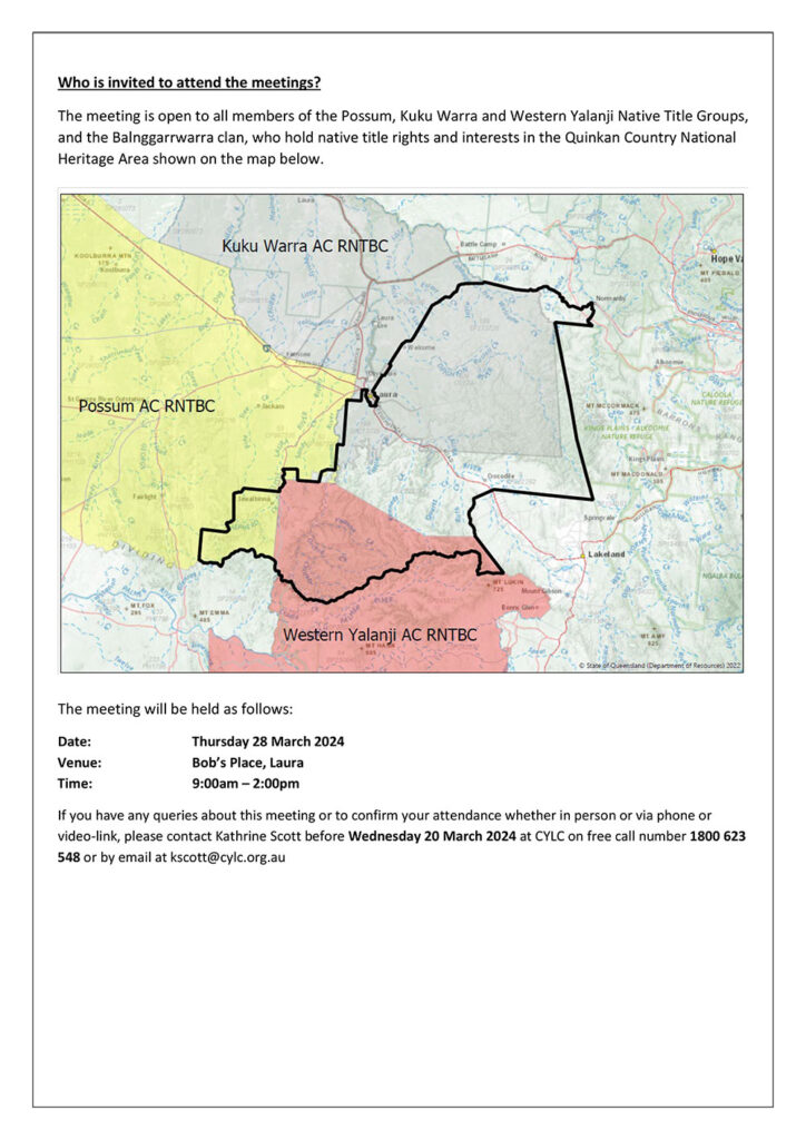 NOTICE OF DECISION-MAKING MEETING FOR POSSUM NATIVE TITLE GROUP KUKU ...